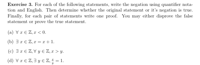 Solved Exercise 3. For each of the following statements, | Chegg.com