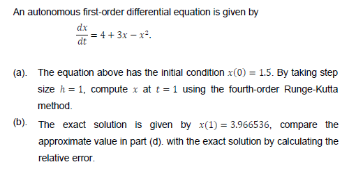 Solved An autonomous first-order differential equation is | Chegg.com