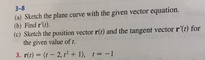 Solved 3-8 (a) Sketch the plane curve with the given vector | Chegg.com