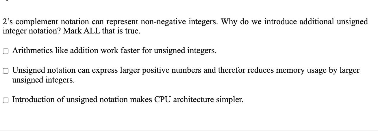 Solved 2’s complement notation can represent non-negative | Chegg.com