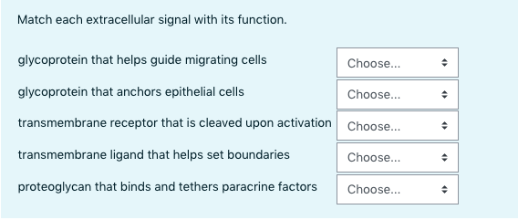 Match each extracellular signal with its function. | Chegg.com