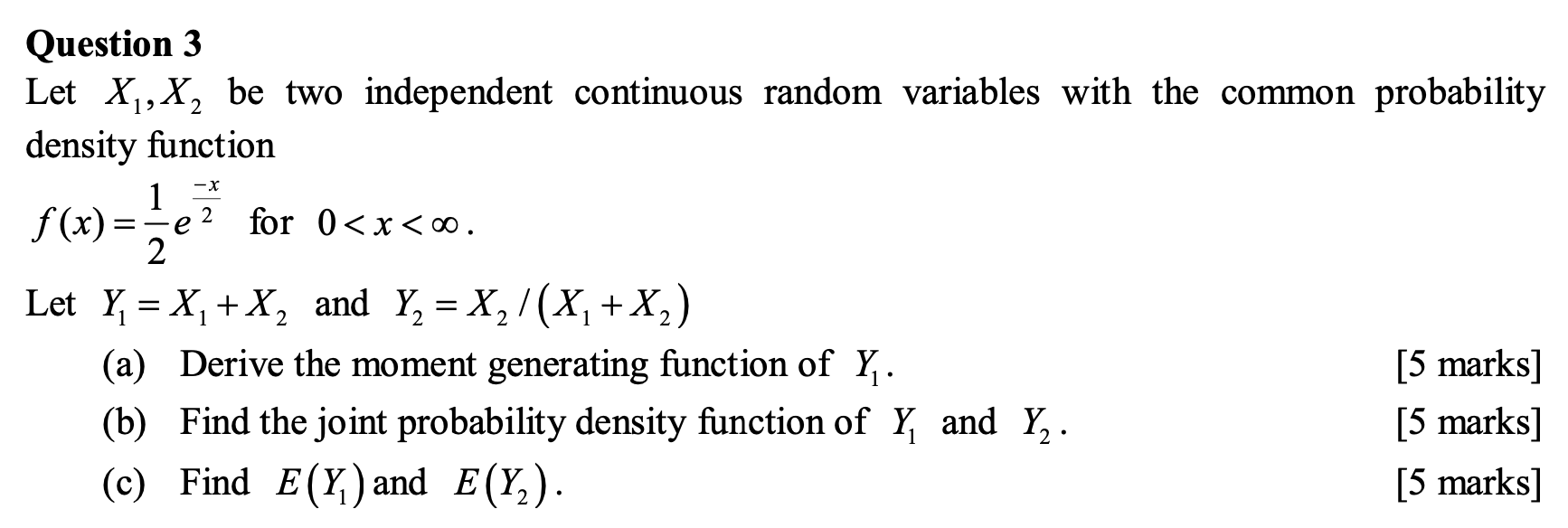 Solved -X Question 3 Let X1,X, be two independent continuous | Chegg.com