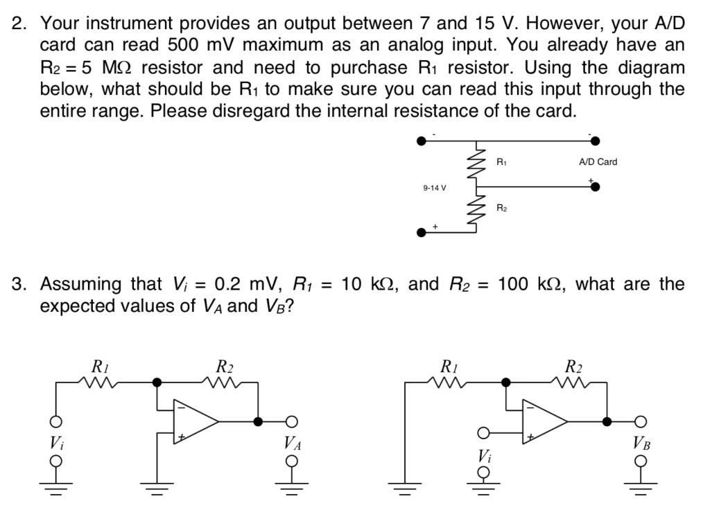Solved 2. Your instrument provides an output between 7 and | Chegg.com