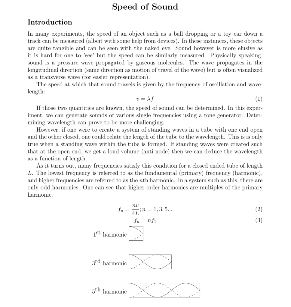 Solved Speed of Sound Introduction In many experiments, the | Chegg.com