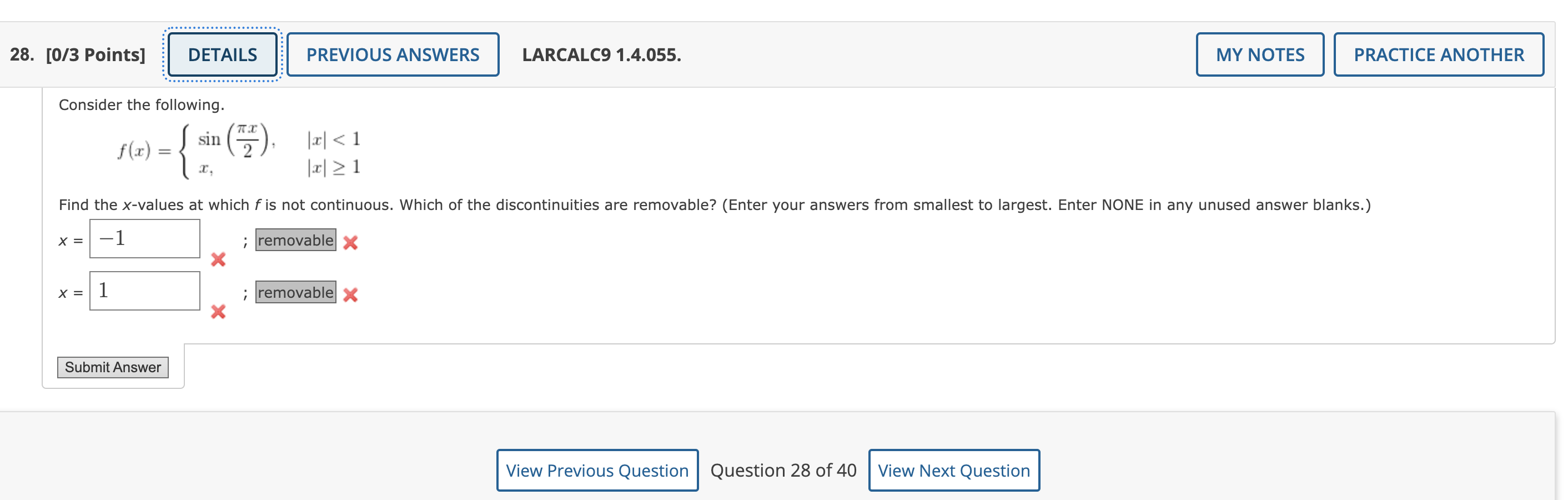 Solved 28. [0/3 Points] DETAILS PREVIOUS ANSWERS LARCALC9 | Chegg.com