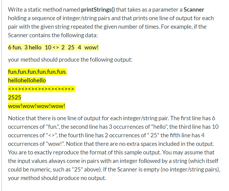 Solved Write a static method named printStrings() that takes | Chegg.com