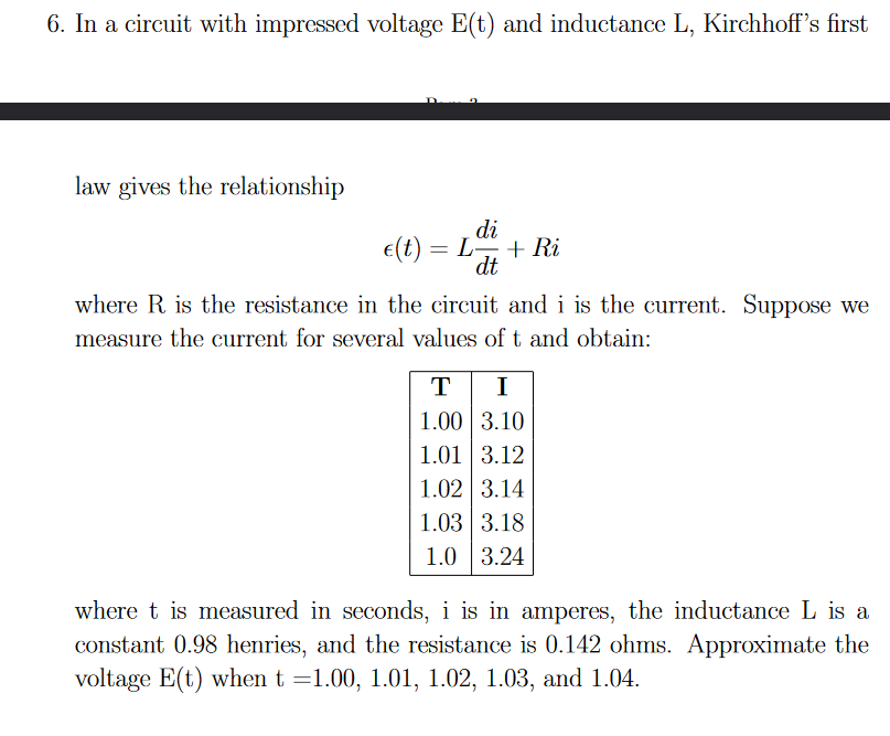 Solved 6. In a circuit with impressed voltage Eſt) and | Chegg.com
