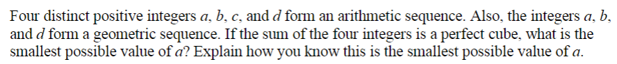 Solved Four distinct positive integers a, b, c, and d form | Chegg.com