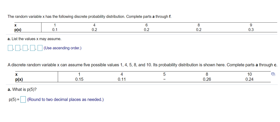 Solved The random variable x has the following discrete | Chegg.com