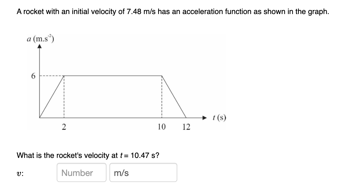 Solved A rocket with an initial velocity of 7.48 m/s has an | Chegg.com