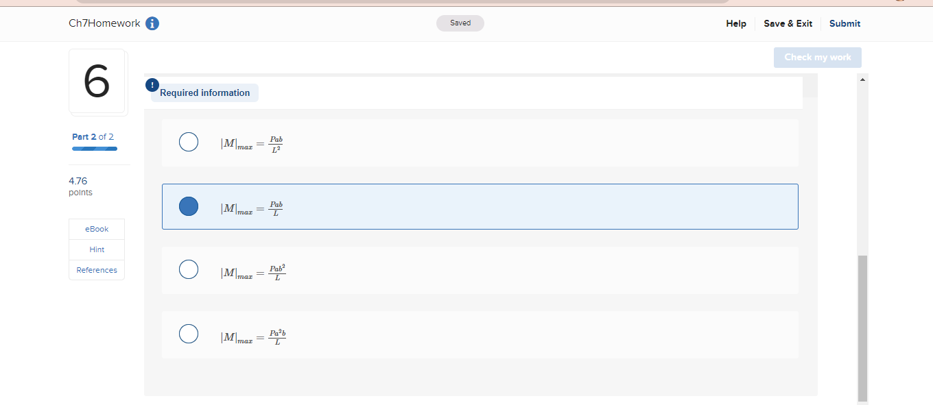 Solved Ch7 Homework Saved Help Save & Exit Submit Check my | Chegg.com