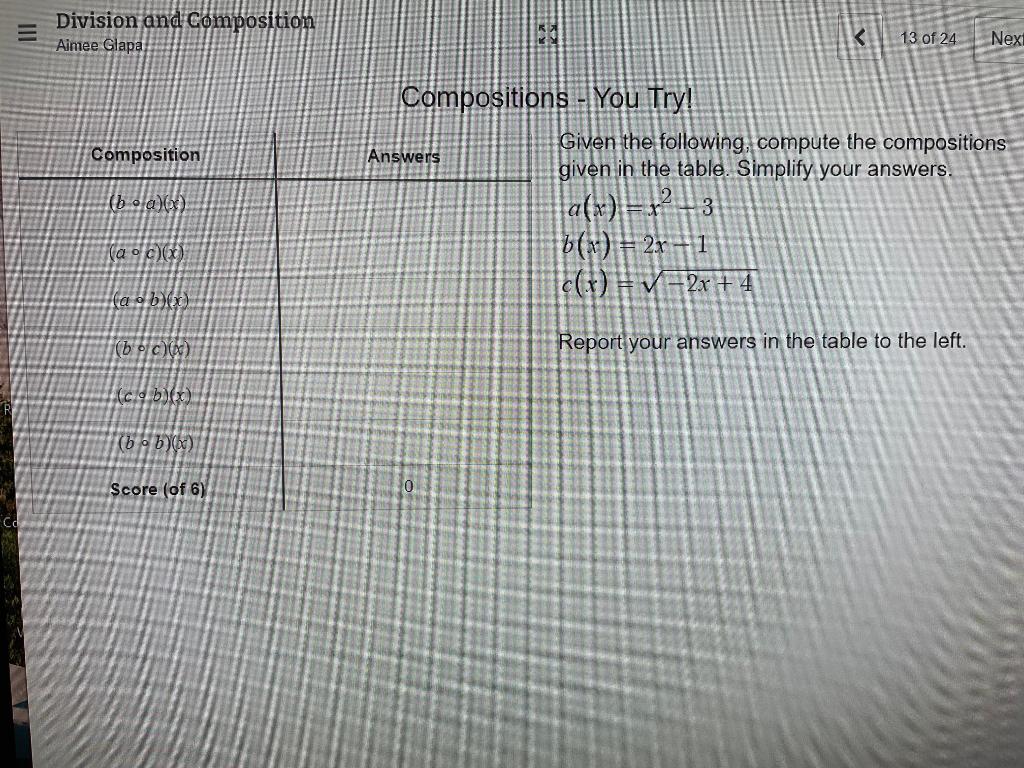 Solved Compositions - You Try! Given the following, compute | Chegg.com