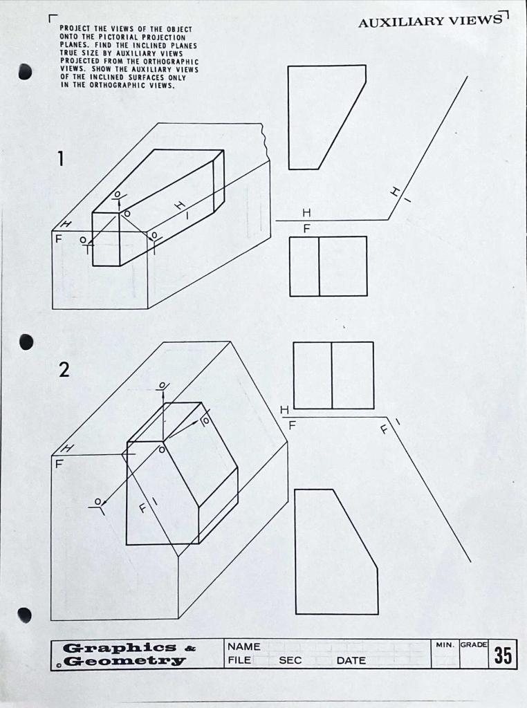 Solved AUXILIARY VIEWS Г PROJECT THE VIEWS OF THE OBJECT | Chegg.com