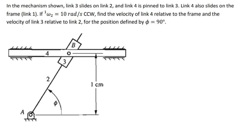 Solved In the mechanism shown, link 3 slides on link 2, and | Chegg.com