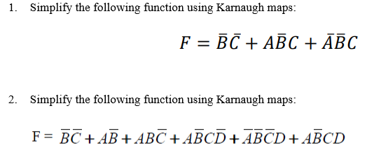 Solved 1. Simplify the following function using Karnaugh | Chegg.com