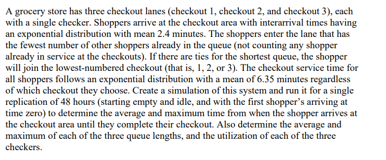 Solved A grocery store has three checkout lanes (checkout 1 | Chegg.com