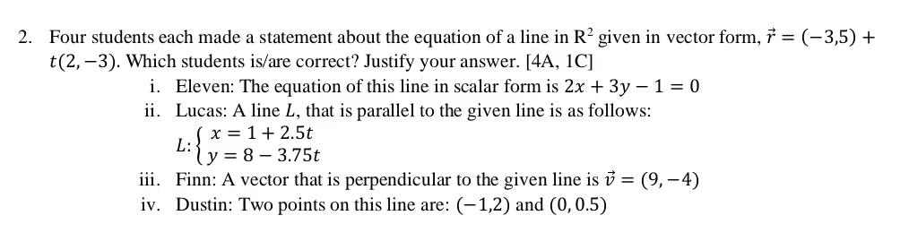 Solved 2. Four students each made a statement about the | Chegg.com