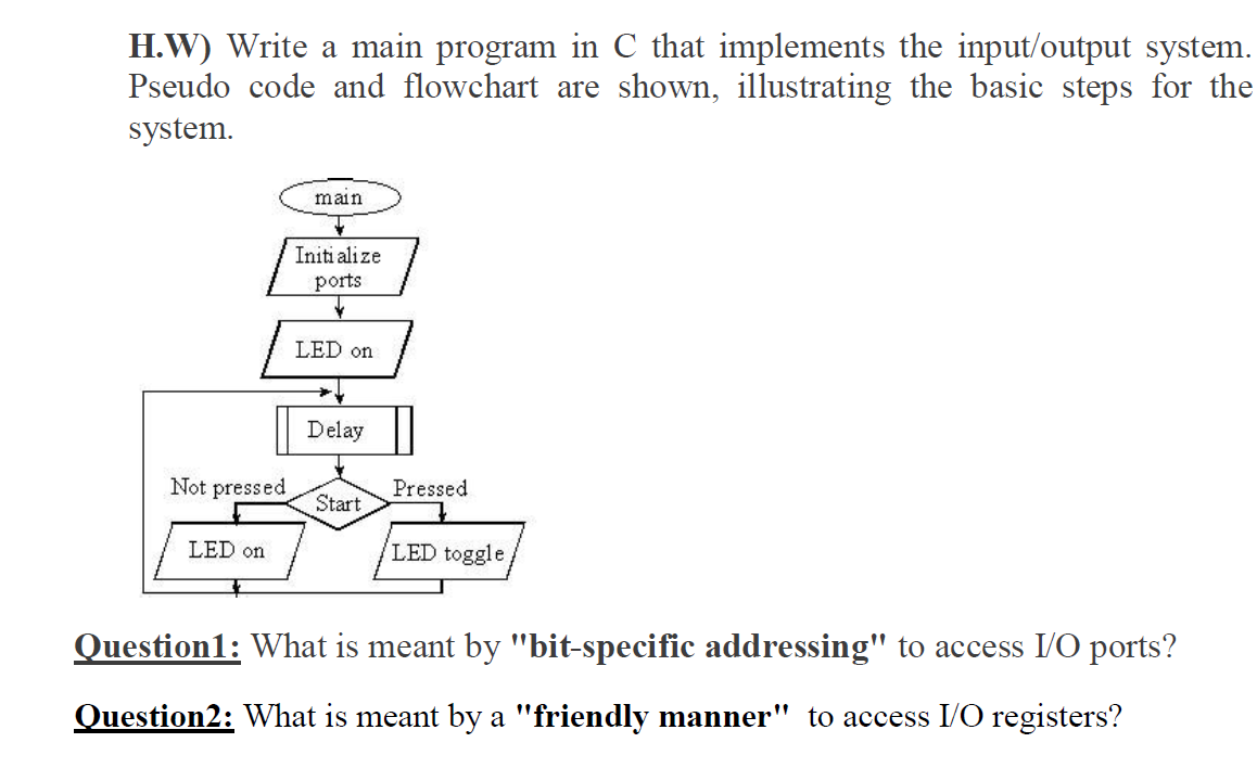 Solved H.W) Write a main program in C that implements the | Chegg.com
