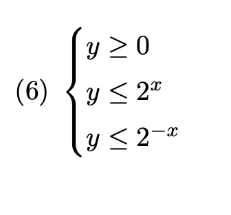 Solved (6) ⎩⎨⎧y≥0y≤2xy≤2−x | Chegg.com