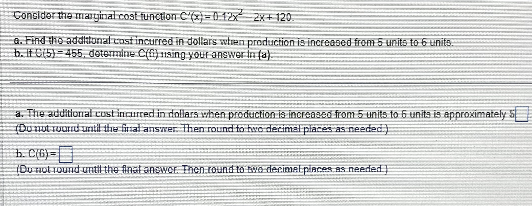 Solved Consider the marginal cost function | Chegg.com