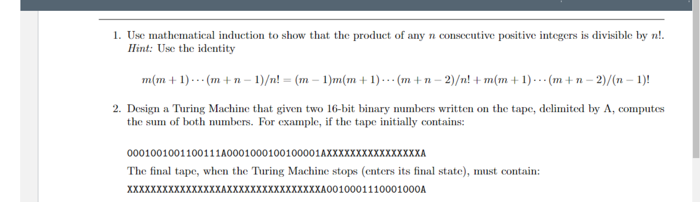 Solved 1. Use mathematical induction to show that the | Chegg.com