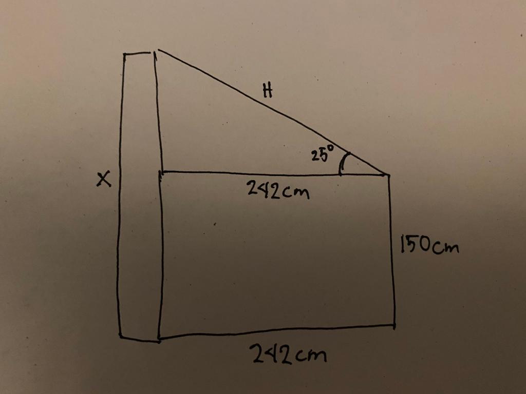 Solved Find H and X. (The angle of elevation is 25 degrees, | Chegg.com