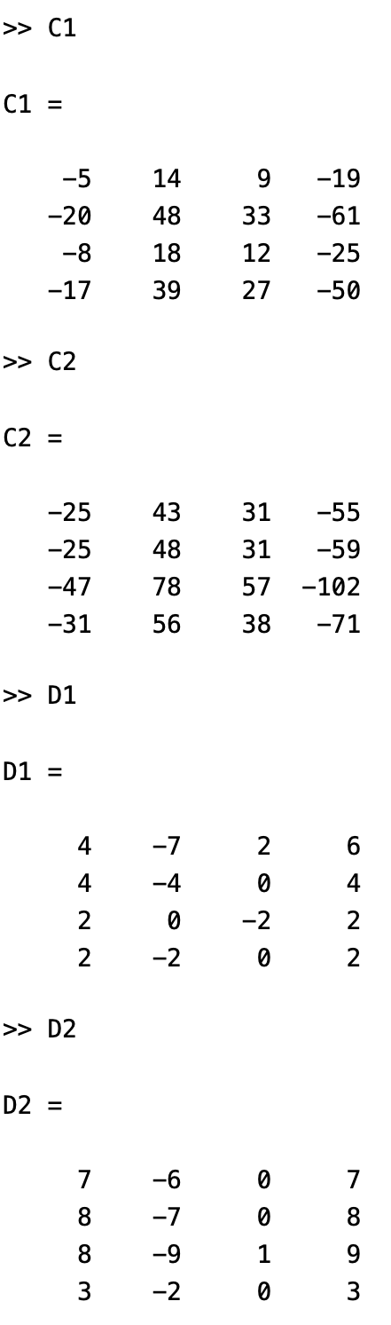 Solved (a) There are matrices C1 and C2 in the file. Is | Chegg.com