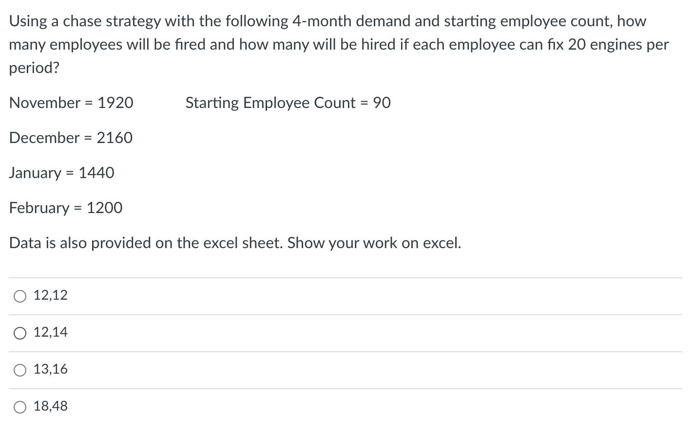 Solved Using a chase strategy with the following 4-month | Chegg.com