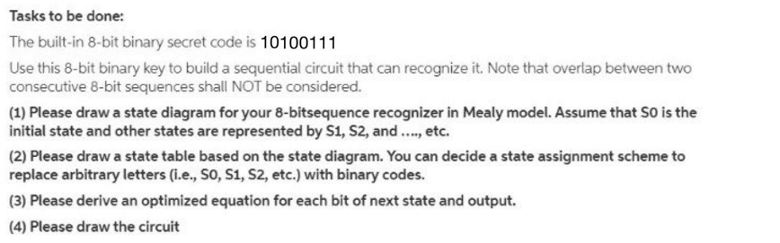 Solved Tasks To Be Done The Built In 8 Bit Binary Secret 