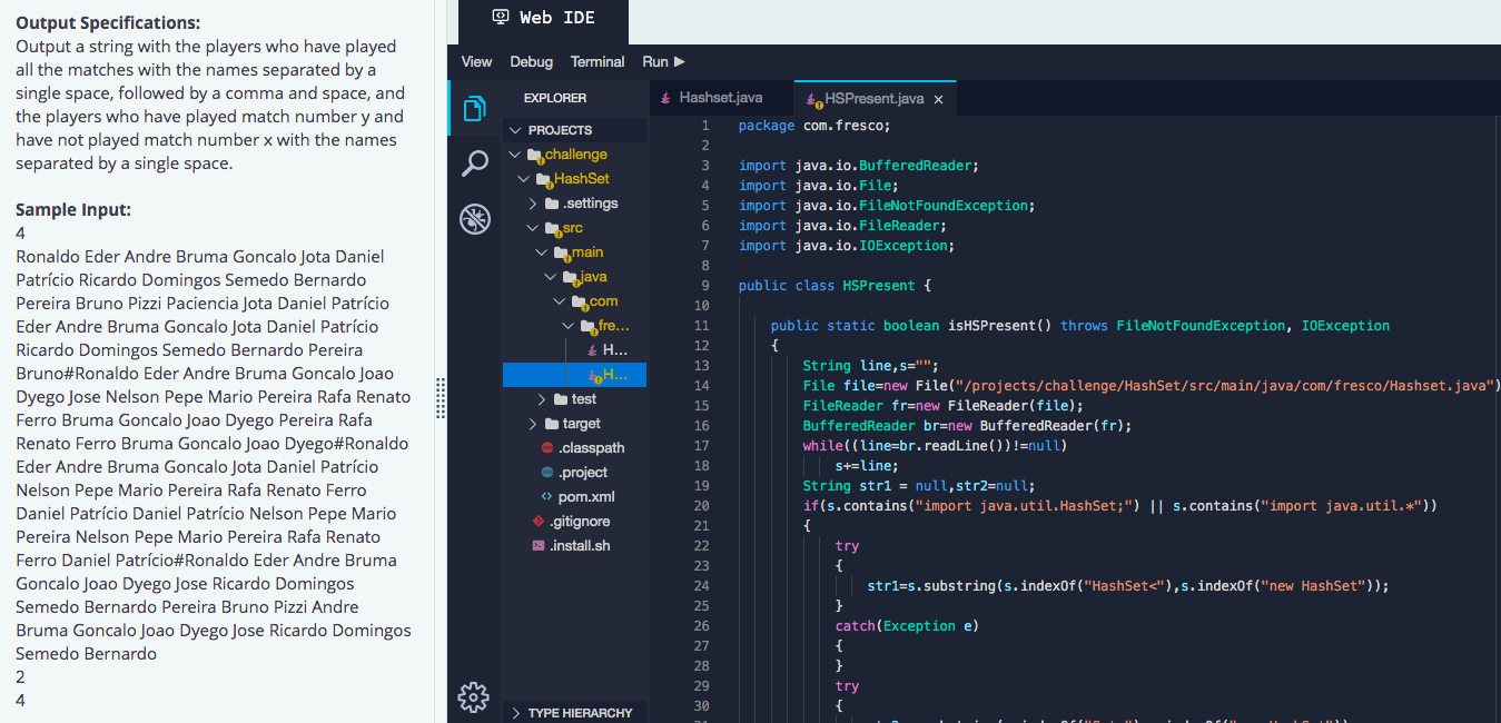 Solved 1. HashSet in Java View Debug Terminal Run EXPLORER V | Chegg.com