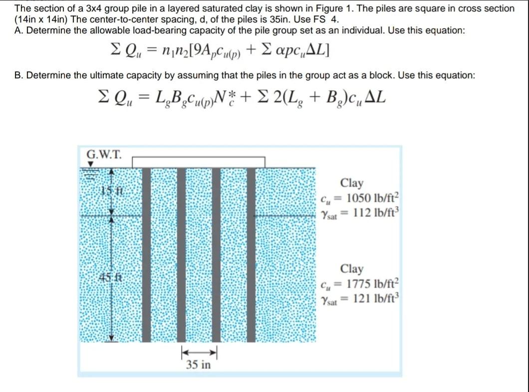 The section of a 3x4 group pile in a layered | Chegg.com