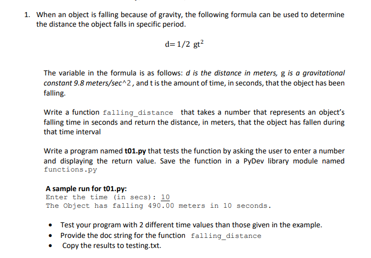 Solved 1. When an object is falling because of gravity, the | Chegg.com