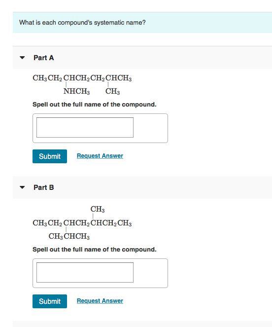 Solved What is each compound's systematic name? Part A | Chegg.com