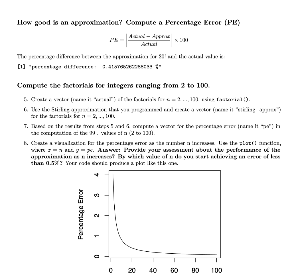 Solved How good is an approximation? Compute a Percentage | Chegg.com