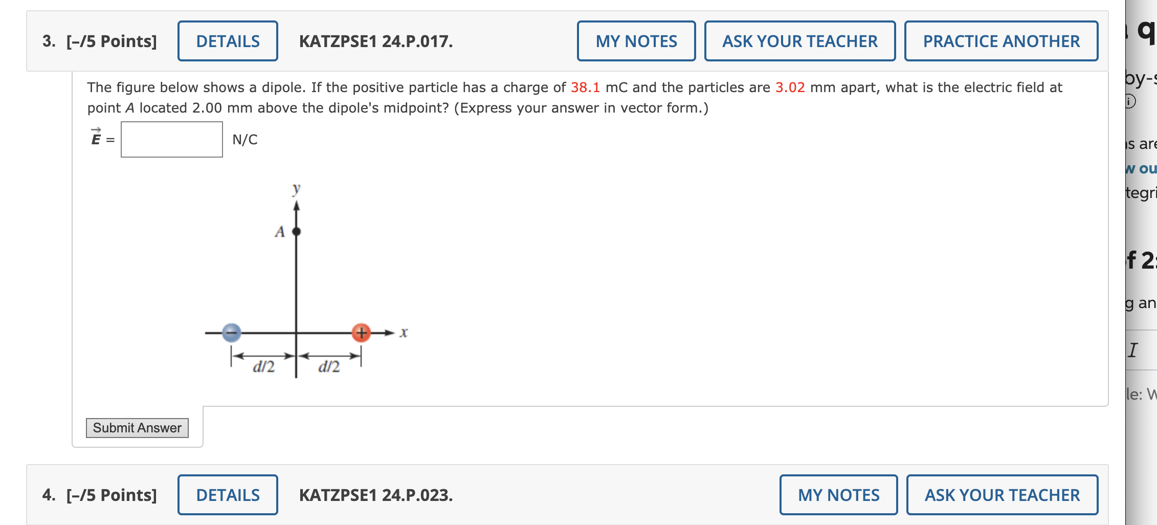 Solved The figure below shows a dipole. If the positive | Chegg.com
