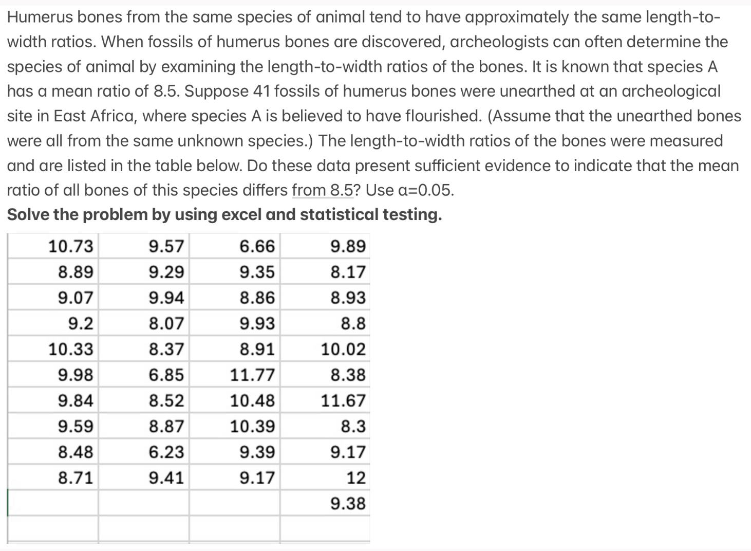 Solved Solve the problem by using excel and statistical | Chegg.com