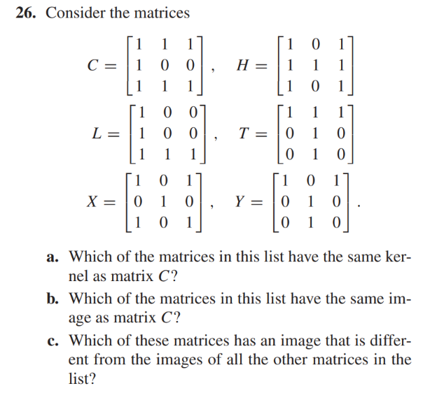 Solved 26. Consider the matrices | Chegg.com