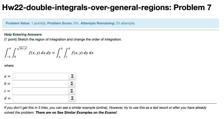 Solved Hw22-double-integrals-over-general-regions: Problem 7 | Chegg.com