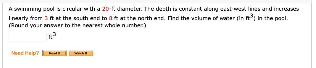Solved A swimming pool is circular with a 20 -ft diameter. | Chegg.com