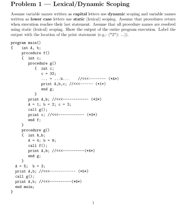 Solved Problem 1 Lexicaldynamic Scoping Assume Variable 
