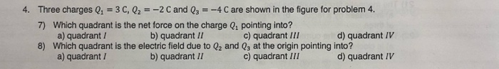 Solved Three charges Q1-3 C, Q,--2 C and Q3 -4 C are shown | Chegg.com