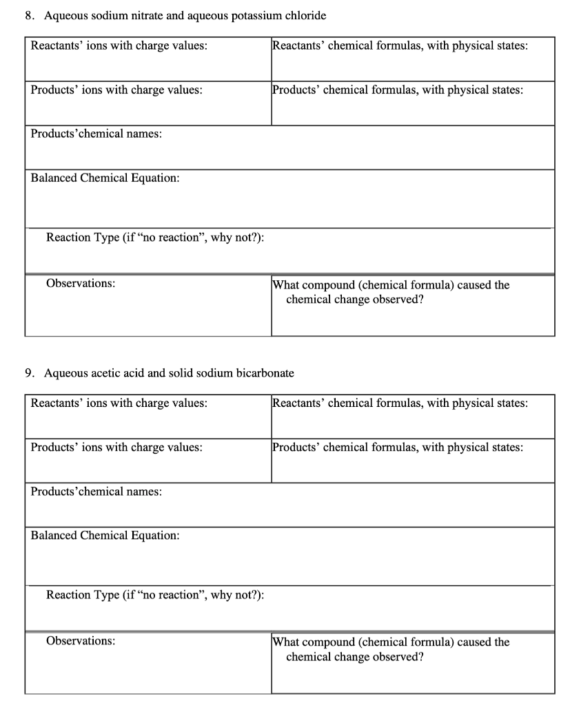 Solved 8. Aqueous sodium nitrate and aqueous potassium | Chegg.com