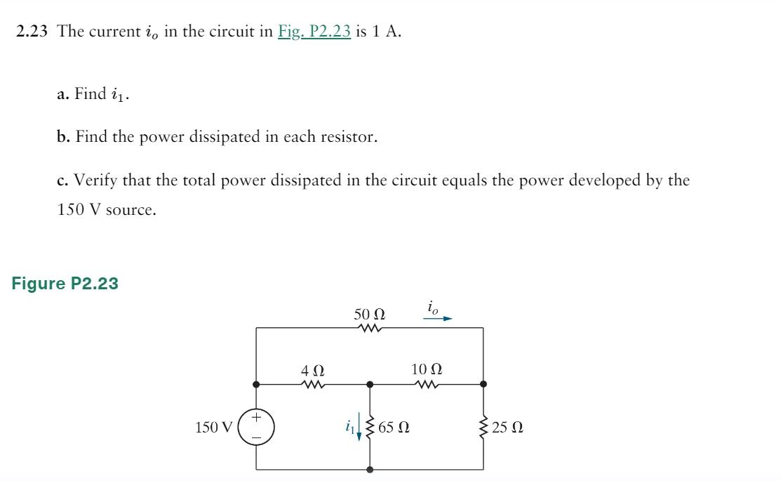 Solved 2.23 The current io in the circuit in Fig. P2.23 is 1 | Chegg.com