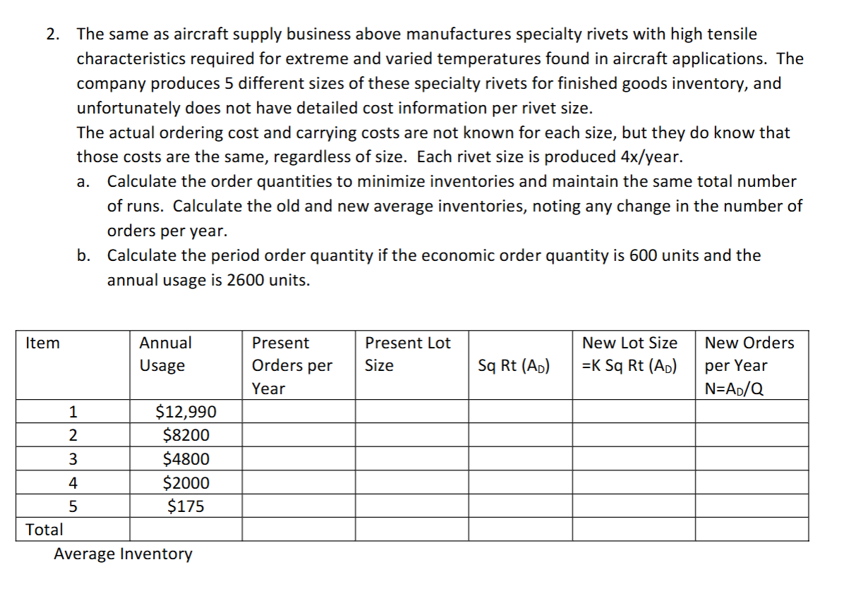 Solved 2. ﻿The same as aircraft supply business above | Chegg.com