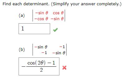 Solved Find each determinant. (Simplify your answer | Chegg.com