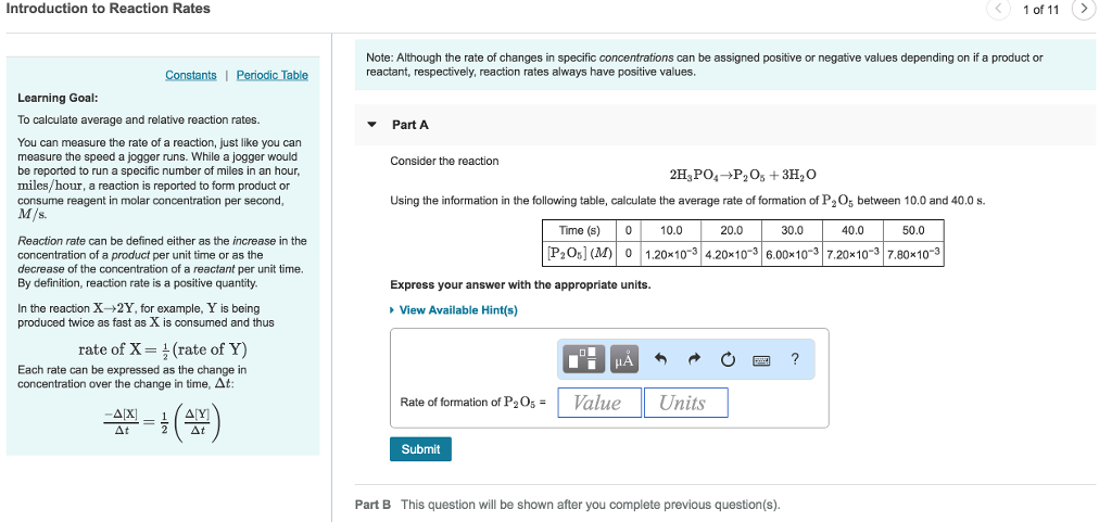 Solved Introduction to Reaction Rates