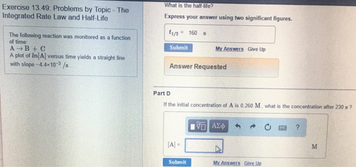 Solved Exercise 13.50: Problems by Topic The Integrated Rate | Chegg.com