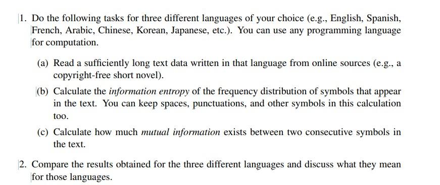 Solved 1. Do the following tasks for three different | Chegg.com