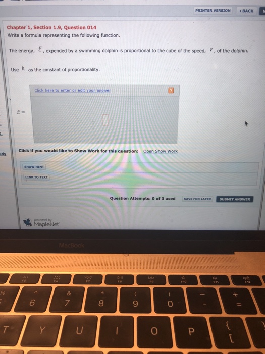 Solved PRINTER VERSION BACK Chapter 1, Section 1.9, Question | Chegg.com