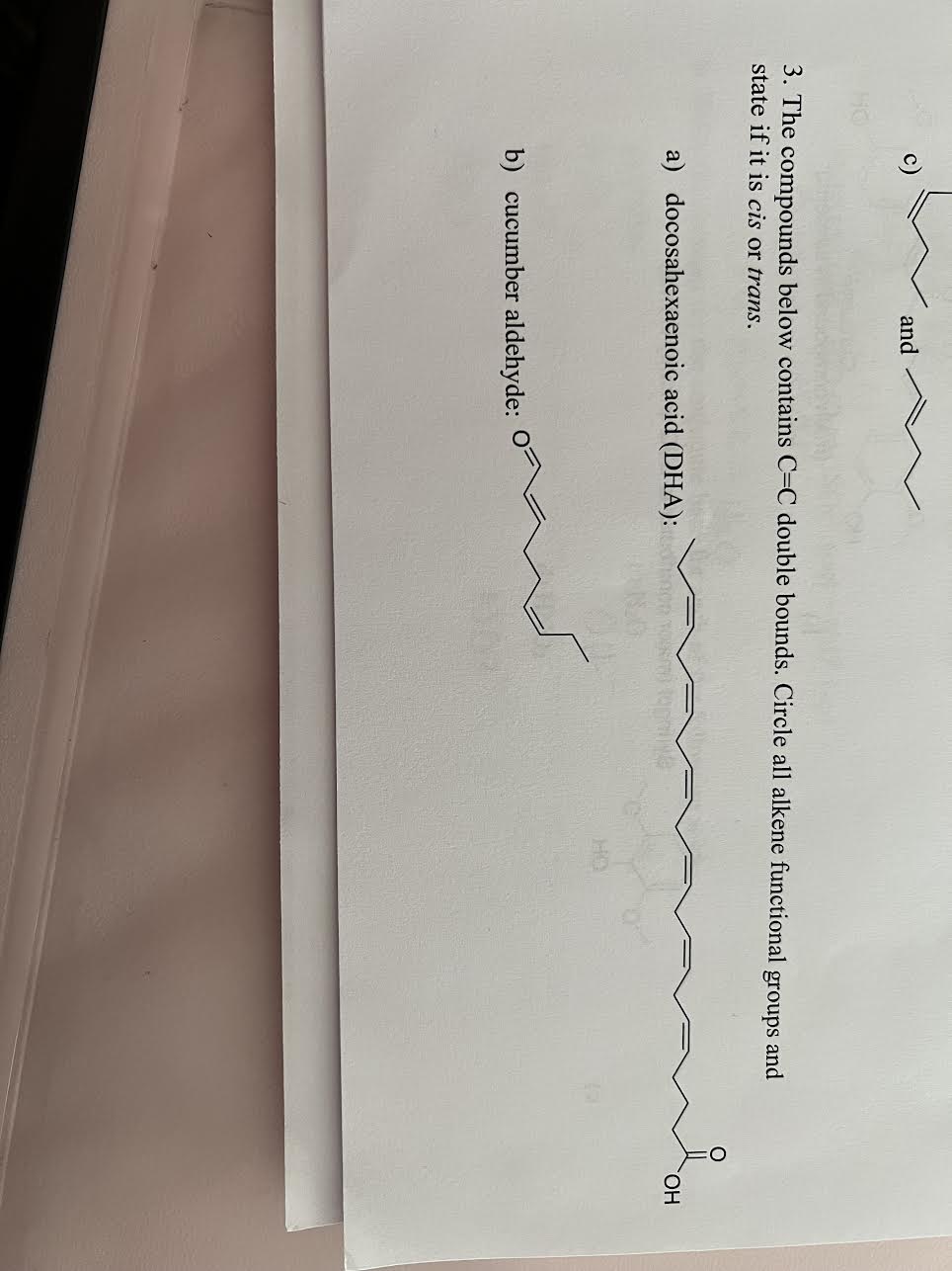 Solved c) and 3. The compounds below contains C=C double | Chegg.com